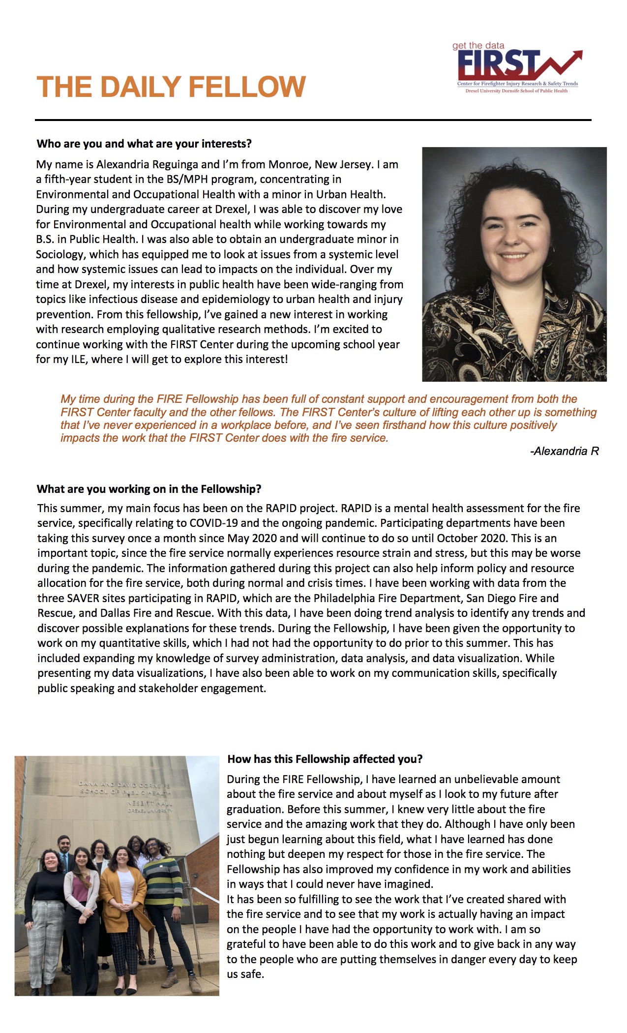 2020 FIRE Fellows | Drexel Dornsife School of Public Health